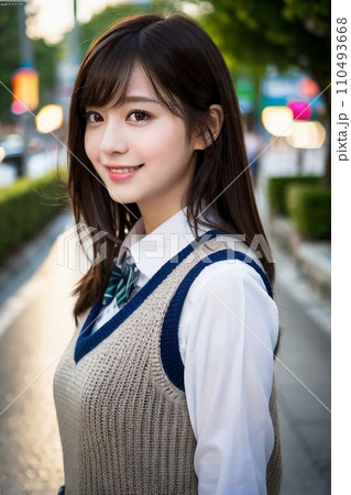 振り向く女子高生（AI生成画像）のイラスト素材 [110493668] - PIXTA