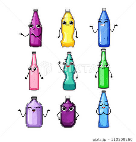 soda bottle character set cartoon vector...のイラスト素材 [110509260] - PIXTA
