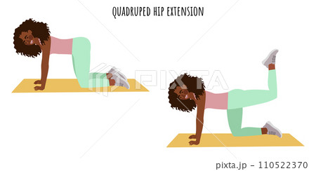 Young woman doing quadruped hip extension exerciseのイラスト素材 [110522370 ...