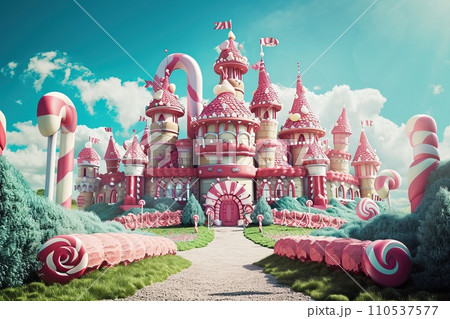 Magical candy castle, with peppermint...のイラスト素材 [110537577] - PIXTA