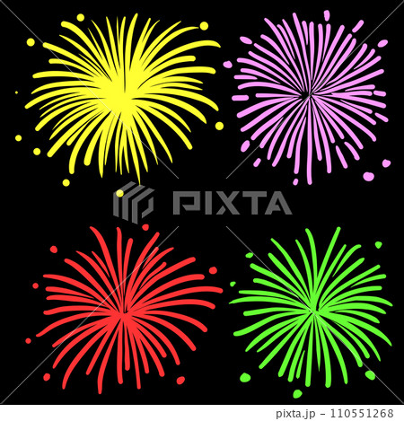 Bright colorful fireworks flatのイラスト素材 [110551268] - PIXTA