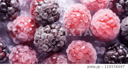 AI-generated content. Frozen raspberries and...のイラスト素材 [110556097] - PIXTA