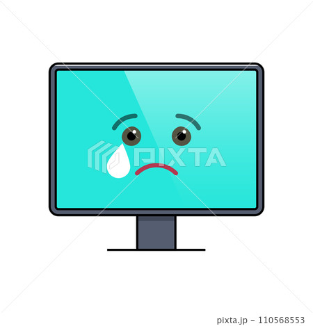 Crying face on computer screen emoticonのイラスト素材 [110568553] - PIXTA