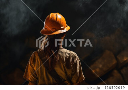 AI-generated content. Miner woman mine. Mask...のイラスト素材 [110592019] - PIXTA