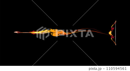 Bow decorated wings with shooting fire arrow,...のイラスト素材 [110594561] - PIXTA