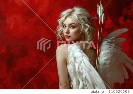 Beautiful blond woman in a cupid costume with...のイラスト素材 [110620508] - PIXTA