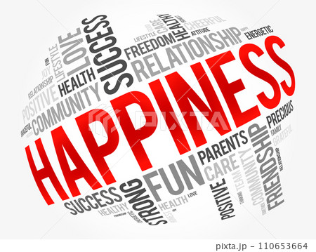 HAPPINESS word cloud collage, concept backgroundのイラスト素材 [110653664] - PIXTA