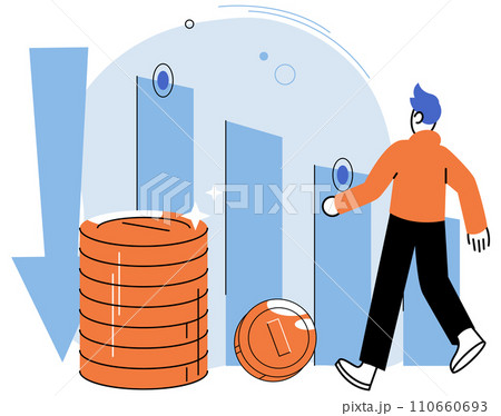Falling economy. Vector illustration. Economic...のイラスト素材 [110660693 ...