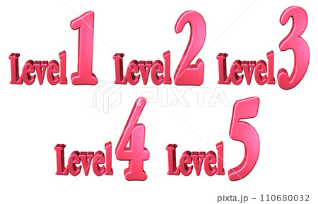 3DCG文字[Level1/Level2/Level3/Level4/Level5]レッド,赤のイラスト素材 [110680032] - PIXTA