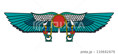 Winged Sun of Thebes. Solar symbol of divinity,...のイラスト素材 [110682878 ...