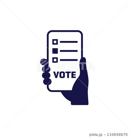 Vote, smart voting icon with phone in handのイラスト素材 [110698670] - PIXTA