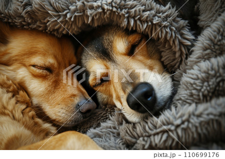 Two dogs snuggling together. Two adorable...のイラスト素材 [110699176] - PIXTA