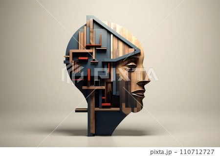 3d abstract human head,face, Psychic waves...のイラスト素材 [110712727] - PIXTA