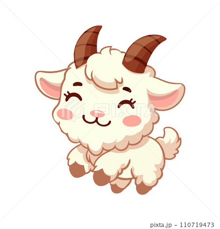 Cartoon happy goat isolated on white backgroundのイラスト素材 [110719473] - PIXTA