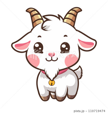 Cute goat isolated on white backgroundのイラスト素材 [110719474] - PIXTA