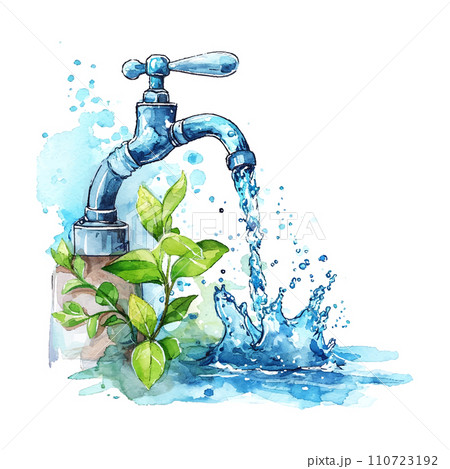 World Water Day cartoon style watercolor...のイラスト素材 [110723192] - PIXTA
