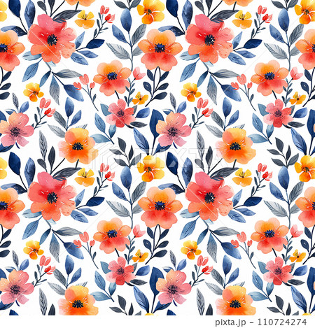cute watercolor floral background patternのイラスト素材 [110724274] - PIXTA