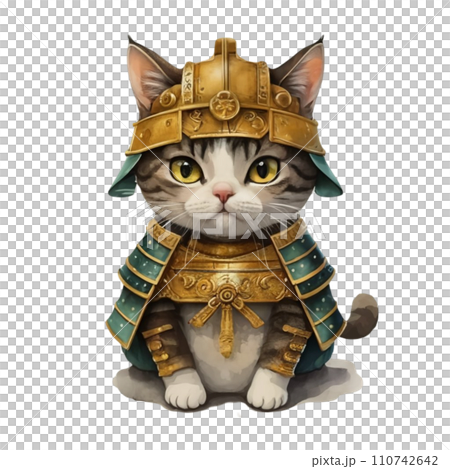 Cute cat wearing Samurai costumeのイラスト素材 [110742642] - PIXTA