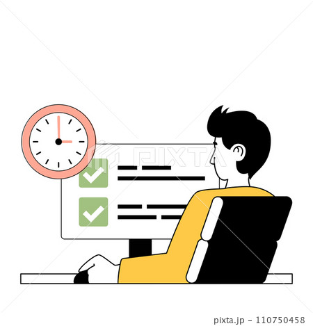 Time management concept with cartoon people in...のイラスト素材 [110750458 ...