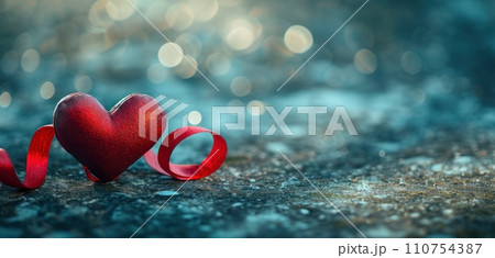 red heart ribbon wallpaperのイラスト素材 [110754387] - PIXTA