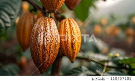 AI-generated content. Fresh yellow cocoa pods...のイラスト素材 [110757182] - PIXTA