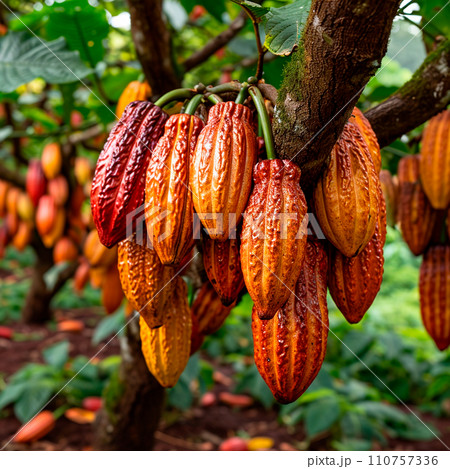AI-generated content. Fresh yellow cocoa pods...のイラスト素材 [110757336] - PIXTA