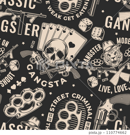 Set of gangster club seamless pattern. Vector...のイラスト素材 [110774662] - PIXTA