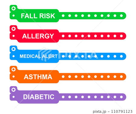 Medical alert bracelets. Fall risk, allergy,...のイラスト素材 [110791123] - PIXTA
