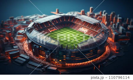 Football stadium. Drone view. Generative AI.のイラスト素材 [110796114] - PIXTA