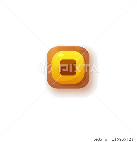 Stop ui button icon, push button yellow square...のイラスト素材 [110805723 ...
