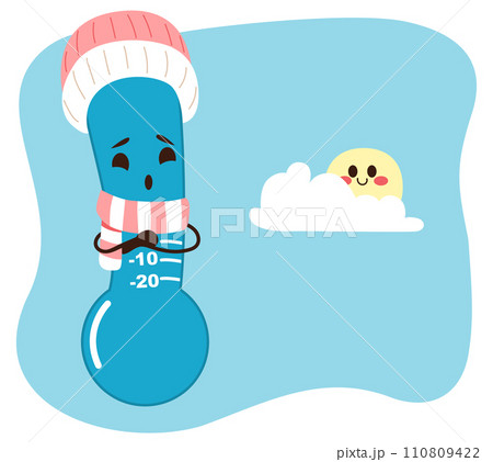 Thermometer Having Cold On Cloudy Dayのイラスト素材 [110809422] - PIXTA