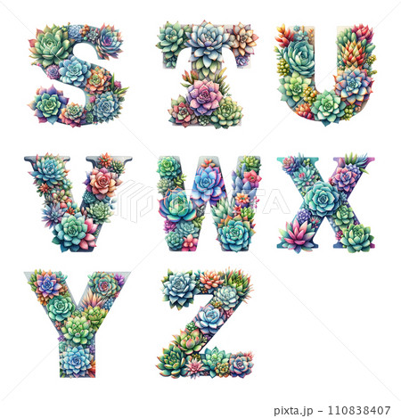 Beautiful Alphabet decorated with succulents....のイラスト素材 [110838407] - PIXTA