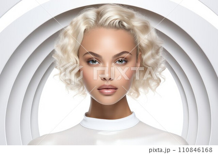 Futuristic Blonde Model with Sleek Design...のイラスト素材 [110846168] - PIXTA