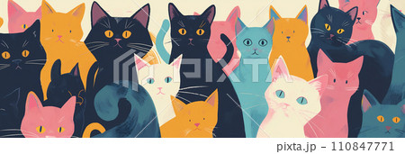 AI-generated content. an array of cats with...のイラスト素材 [110847771] - PIXTA
