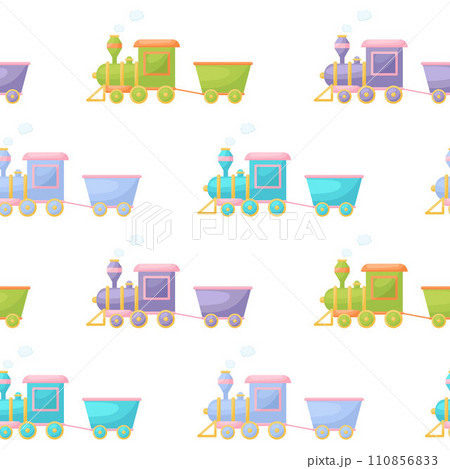 Cute children's seamless pattern with trains....のイラスト素材 [110856833] - PIXTA