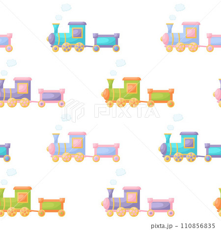 Cute children's seamless pattern with trains....のイラスト素材 [110856835] - PIXTA