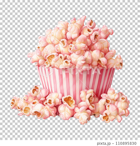 Popcorn Bucket with Pink Popcorn. AI Generated...のイラスト素材 [110895830 ...