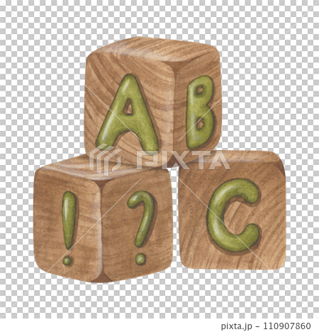 Toy abc Blocks Watercolor illustration. Hand... - Stock Illustration ...