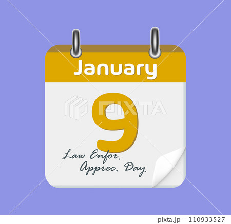 January 9. Calendar leaf on purple backgroundのイラスト素材 [110933527] - PIXTA