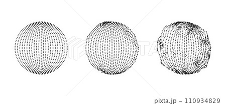 Set of dotted spheres with dissolve effect....のイラスト素材 [110934829] - PIXTA