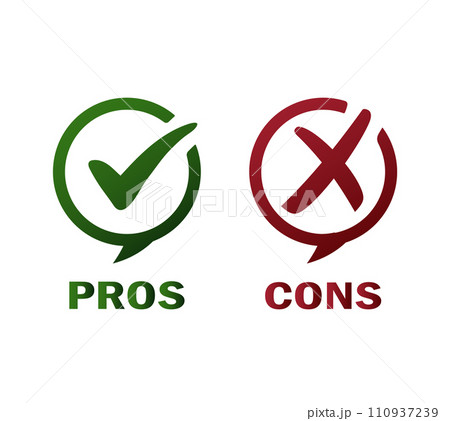 Pros and Cons icon check negative positive list...のイラスト素材 [110937239 ...