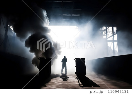 AI-generated content. Silhouettes of workers in...のイラスト素材 [110942151 ...