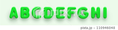 3D Green uppercase letters A, B, C, D, E, F, G,...のイラスト素材 [110946048 ...