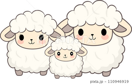 sheep, cartoon, cute, animal, illustration,...のイラスト素材 [110946919] - PIXTA