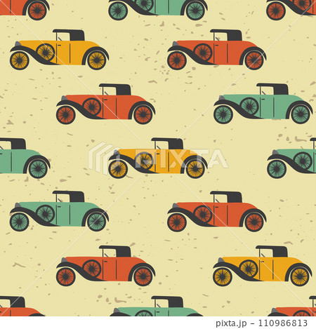 Seamless colorful retro cars pattern. Vector...のイラスト素材 [110986813] - PIXTA