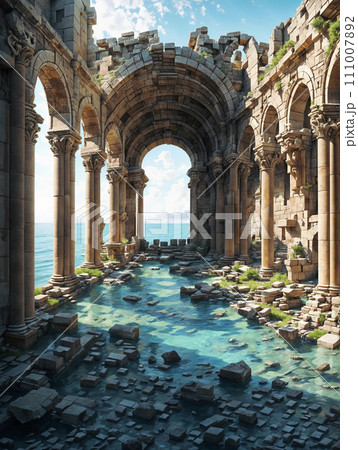 Flooded ruins of an ancient city. Ai-generatedのイラスト素材 [111007892] - PIXTA