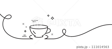 Tea cup line icon. Continuous one line with...のイラスト素材 [111014563] - PIXTA
