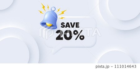 Save 20 percent off tag. Neumorphic background...のイラスト素材 [111014643 ...