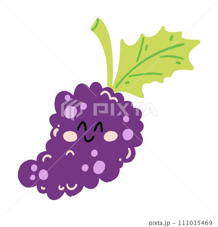 Cute hand drawn grape smiling. Kawaii funny...のイラスト素材 [111015469] - PIXTA
