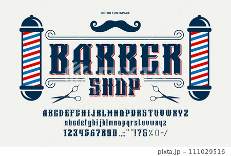 Retro barber font or vintage western type for...のイラスト素材 [111029516] - PIXTA